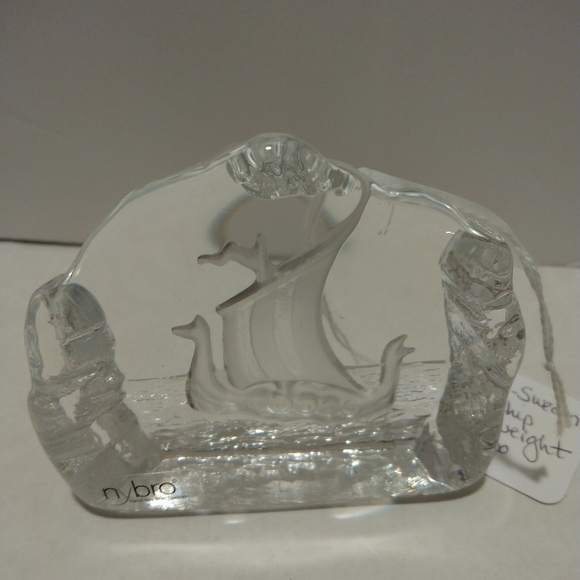 NYbro | Accents | Nybro Viking Ship Paperweight Sweden Sticker Still On ...